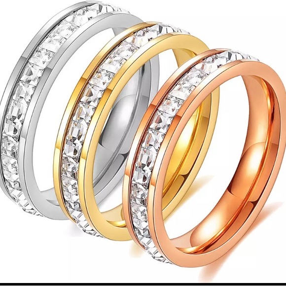 Swarovski | Jewelry | Eternity Wedding Band Rose Gold Silver And Gold ...